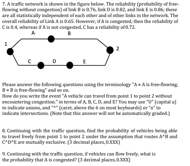 Solved A traffic network is shown in the figure below. The | Chegg.com