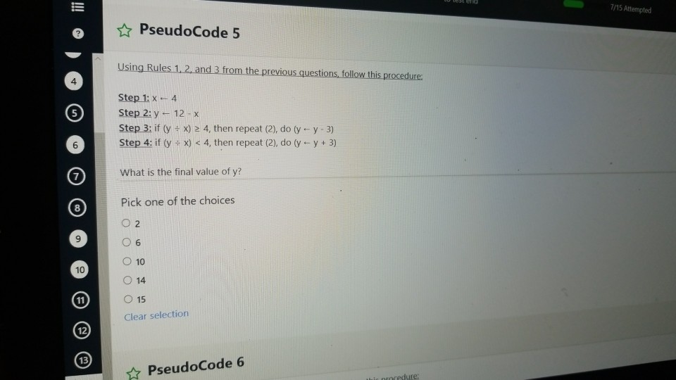 Solved Pseudocode 6 Using Rules 12 And 3 From The 7346