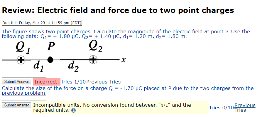 Solved Review: Electric field and force due to two point | Chegg.com