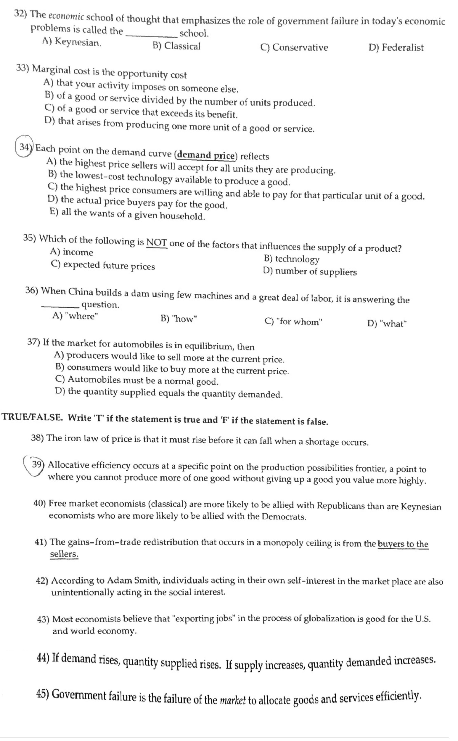 Solved The economic school of thought that emphasizes the | Chegg.com