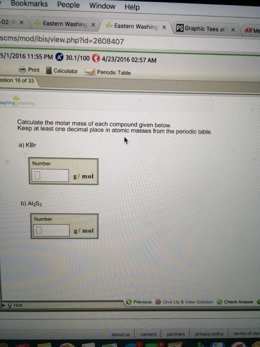 Solved Calculate the molar mass of each compound given | Chegg.com