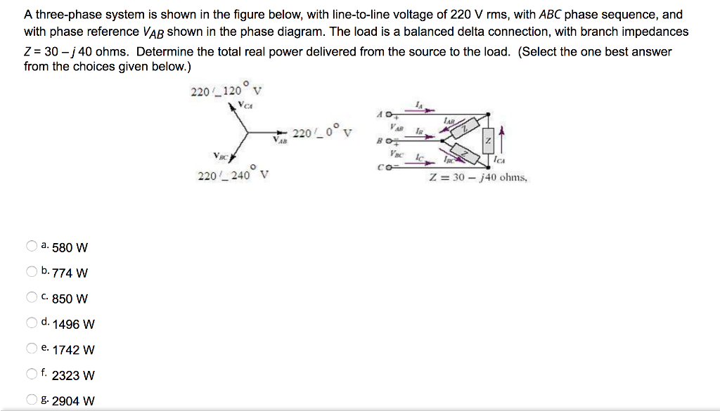 Solved A three-phase system is shown in the figure below, | Chegg.com