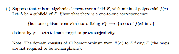 Solved Suppose that a is an algebraic element over a field | Chegg.com