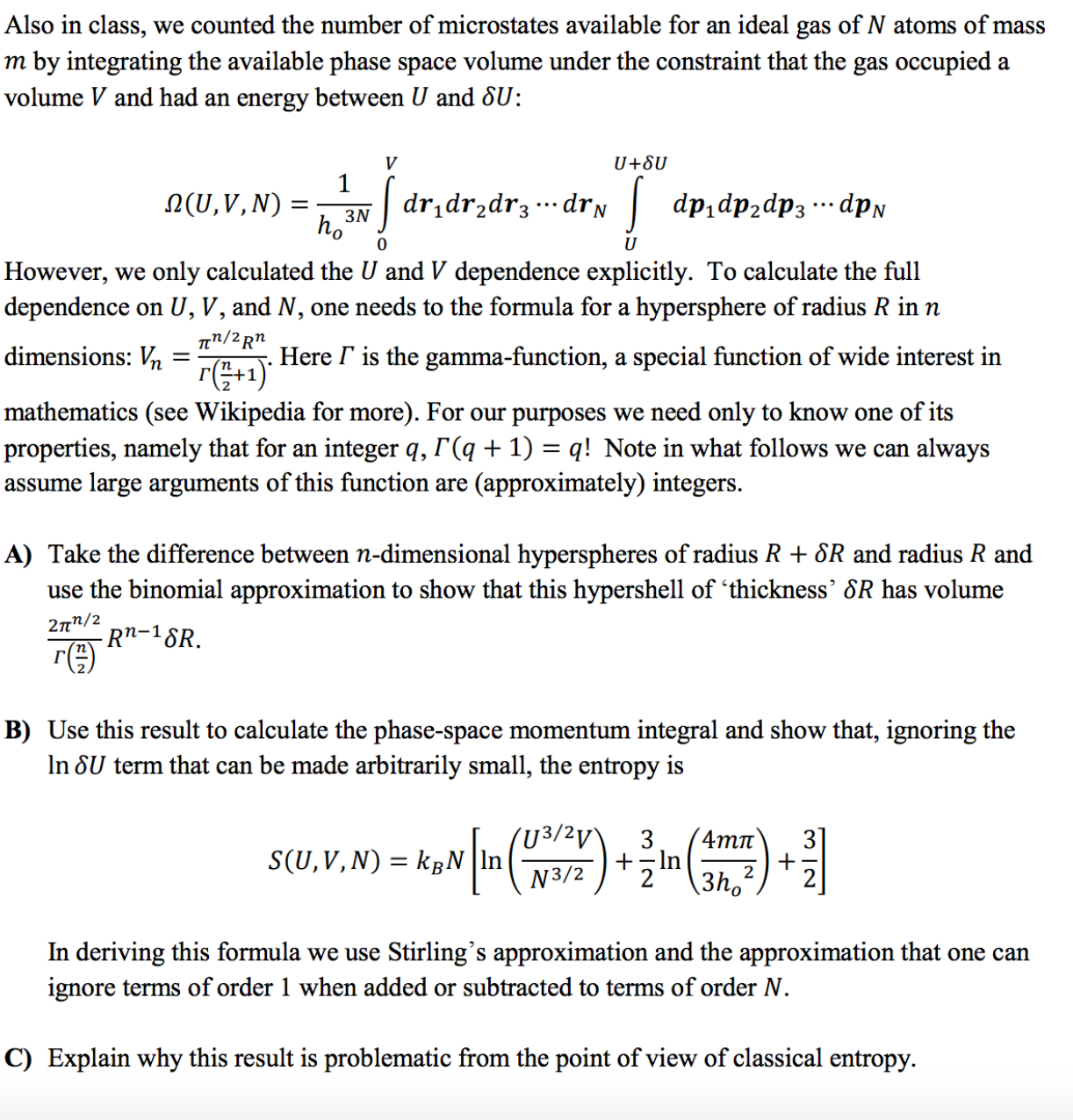 Solved Also in class, we counted the number of microstates | Chegg.com