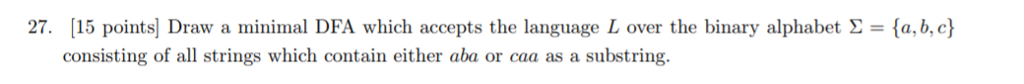 Solved 27, 15 points Draw a minimal DFA which accepts the | Chegg.com