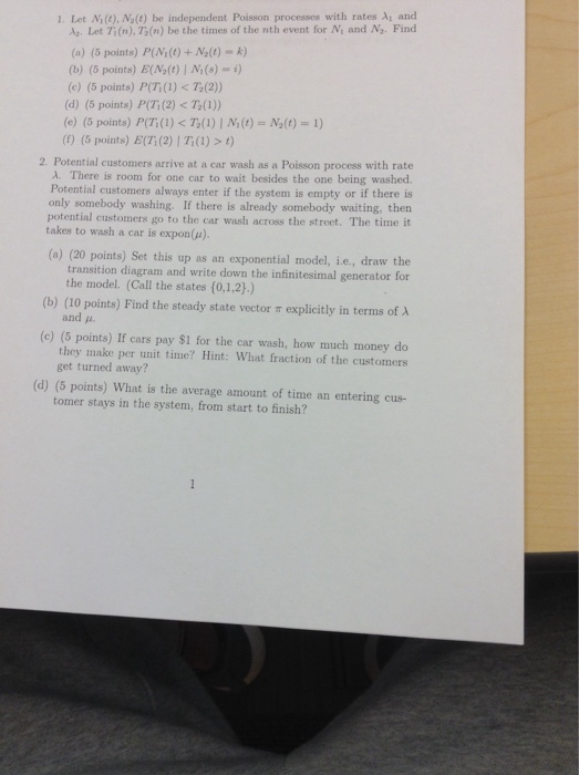 Solved Let N_1(t), N_2(t) be independent Poisson processes | Chegg.com
