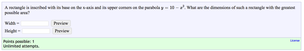 Solved A rectangle is inscribed with its base on the x-axis | Chegg.com