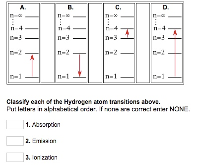 Solved Classify each of the Hydrogen atom transitions above. | Chegg.com
