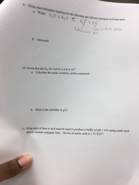 Solved Write auto-ionization reactions for the following and | Chegg.com