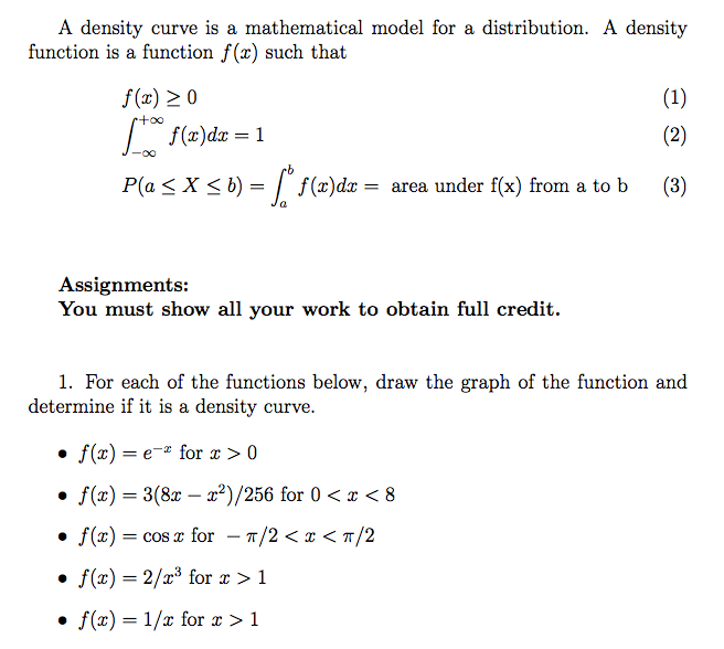 Solved A density curve is a mathematical model for a | Chegg.com