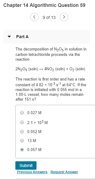 Solved Chapter 14 Algorithmic Question 59 Part A The | Chegg.com