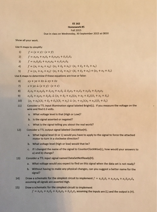 Solved Use K Map To Simplify The Following Determine If 