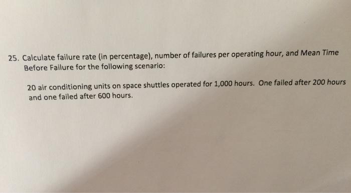 Solved Calculate failure rate (in percentage), number of | Chegg.com