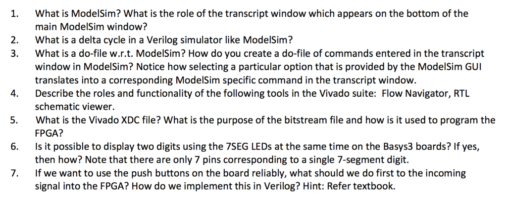 Solved What is ModelSim? What is the role of the transcript | Chegg.com