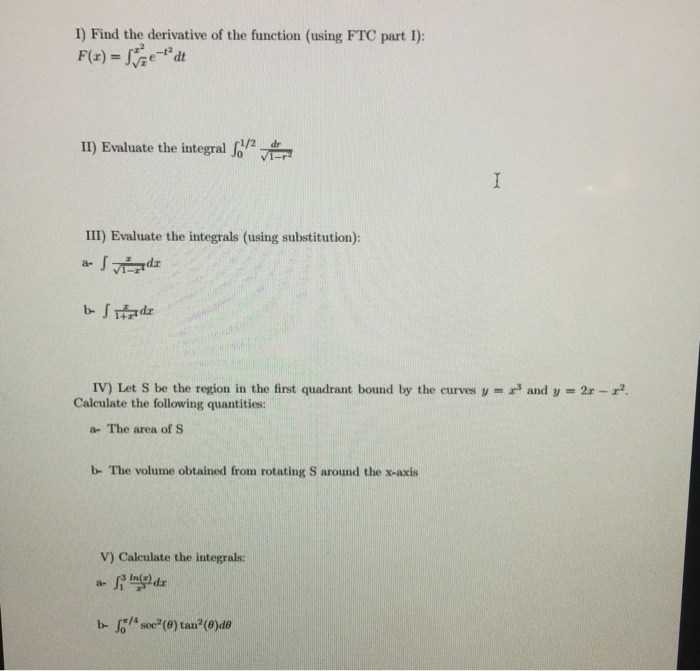 Solved Find the derivative of the function (using FTC part | Chegg.com