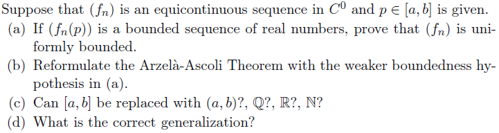 Solved Suppose that (f_n) is an equicontinuous sequence in | Chegg.com