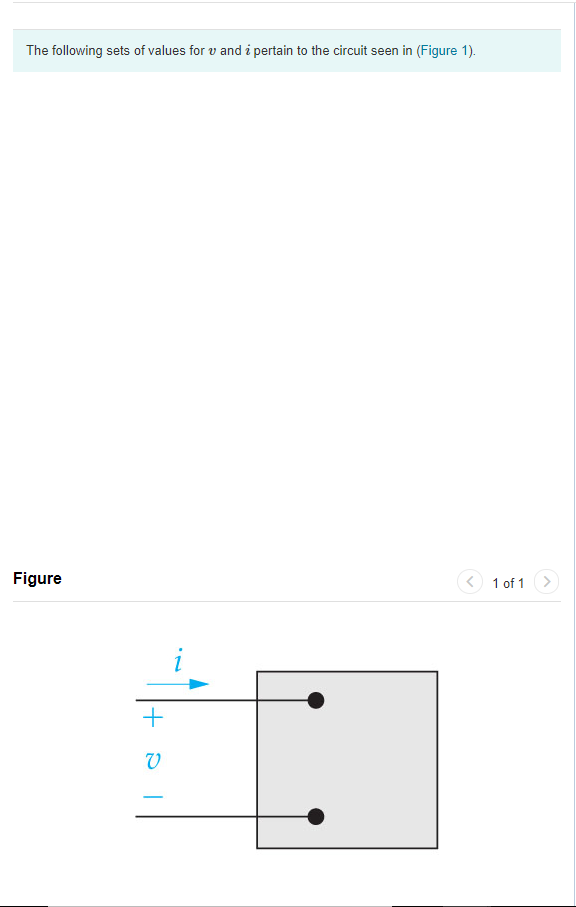 Solved The following sets of values for v and i pertain to | Chegg.com