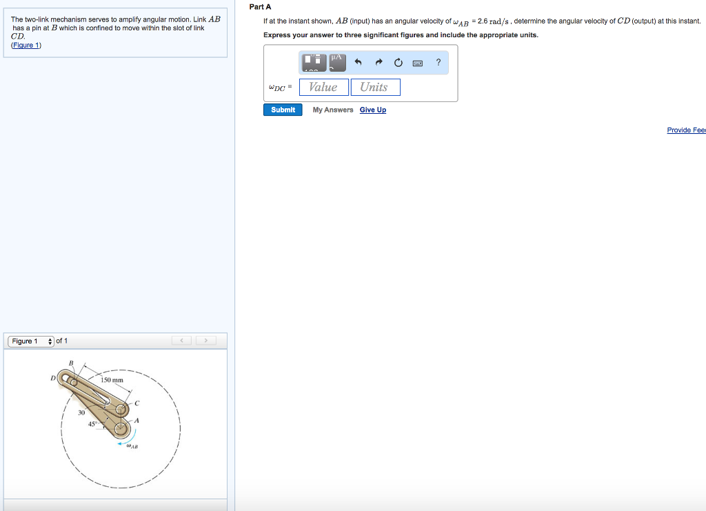 Solved The two-link mechanism, serves to amplify angular | Chegg.com