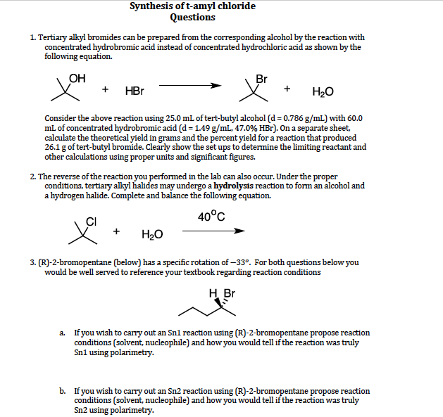 Solved Tertiary alkyl bromides can be prepared from the | Chegg.com