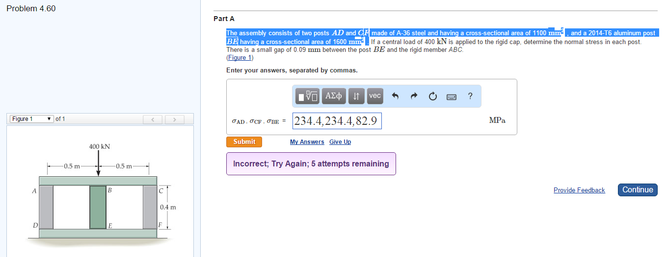 Solved If a central load of 400 KN is applied to the rigid | Chegg.com