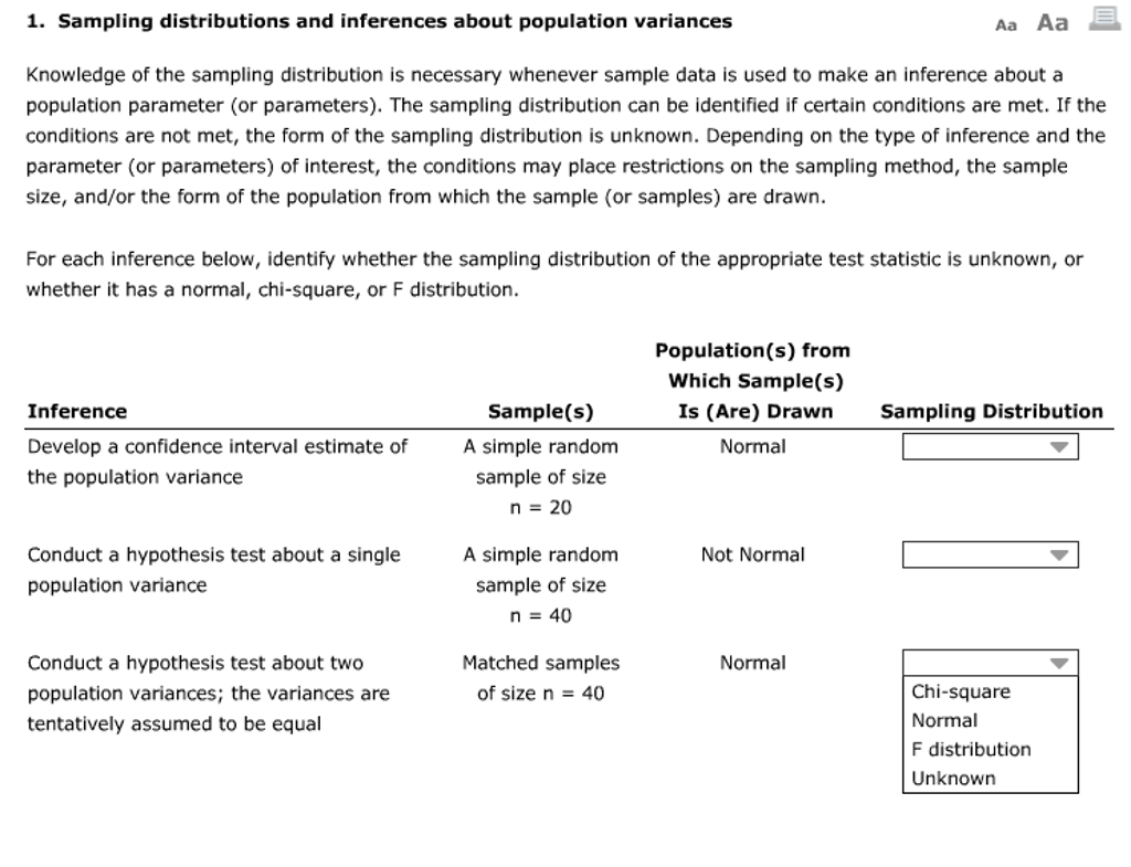 Solved Knowledge of the sampling distribution is necessary | Chegg.com