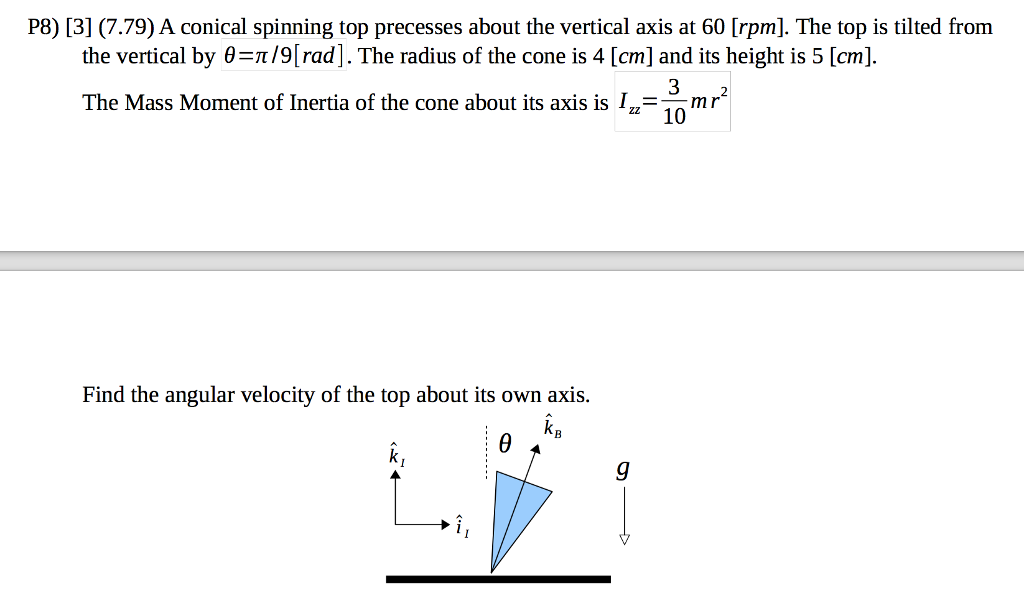 Solved A conical spinning top precesses about the vertical | Chegg.com