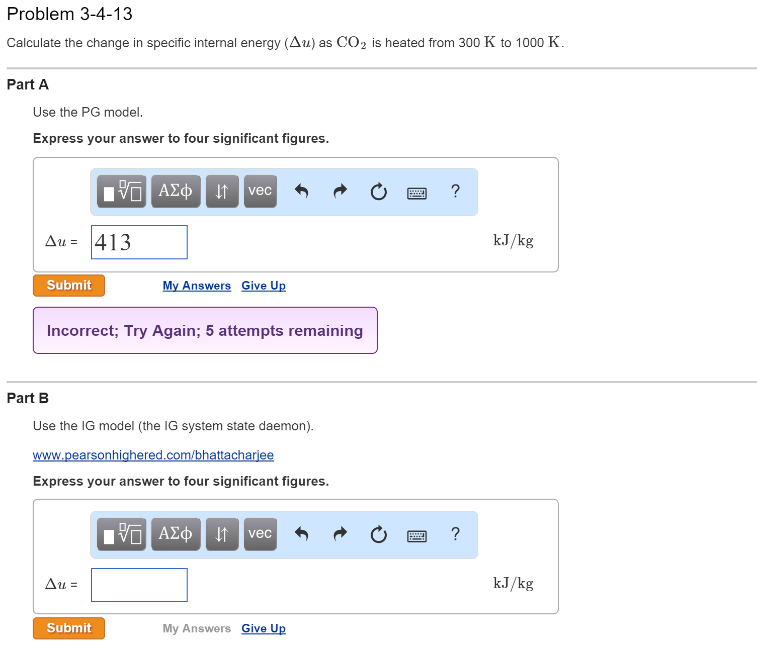 Calculate the change in specific internal energy | Chegg.com