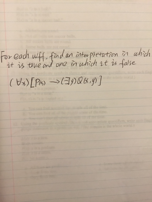 Solved For each wff. Find an interpretation in which it is | Chegg.com