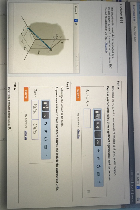 Solved 5.66 Problem 5.66 Part A The smooth uniform rod AB is | Chegg.com