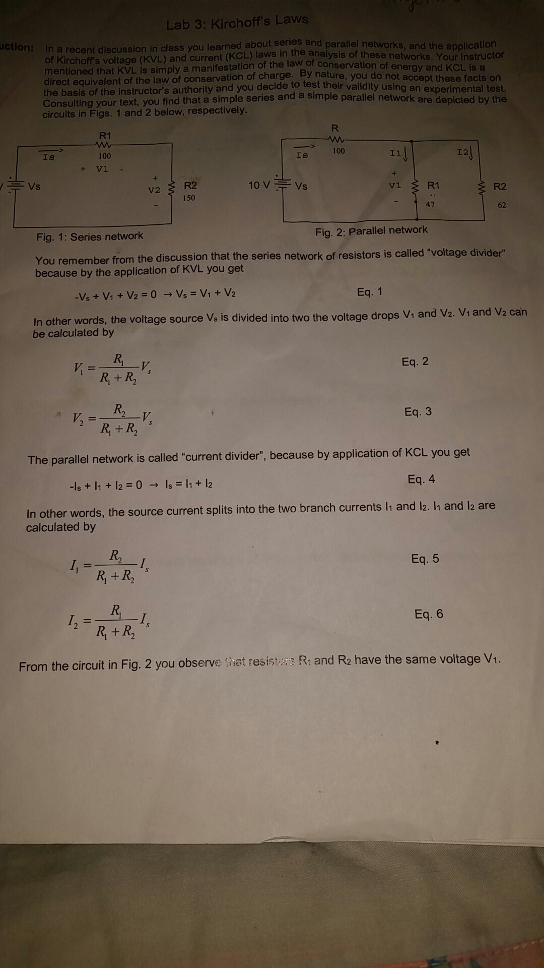 Solved Lab 3: Kirchoff's Laws uction: In a recent discussion | Chegg.com