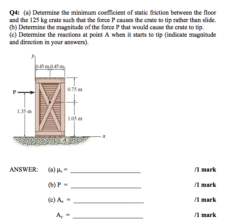 Solved Q4 A Determine The Minimum Coefficient Of Static