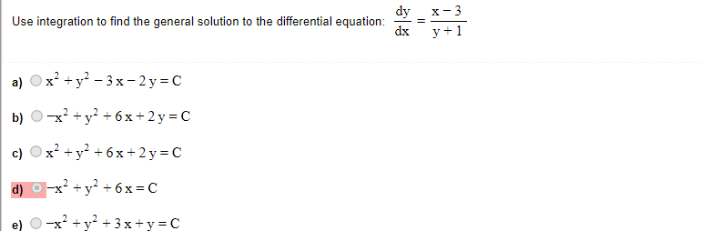 Solved dy X-3 Use integration to find the general solution | Chegg.com