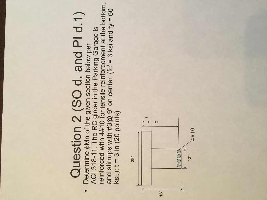 Solved Determine phi Mn of the given section below per ACI | Chegg.com