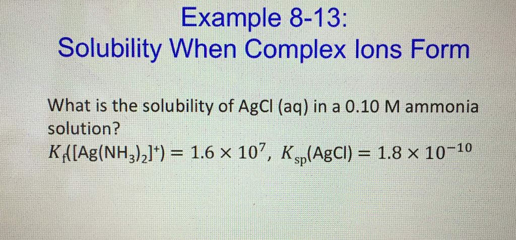 Solved What is the solubility of AgCl (aq) in a 0.10 M | Chegg.com