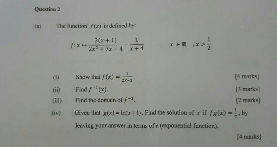 Solved (a) The function f(x) is defined by: f: x rightarrow | Chegg.com
