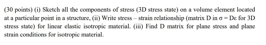Solved (i) Sketch all the components of stress (3D stress | Chegg.com
