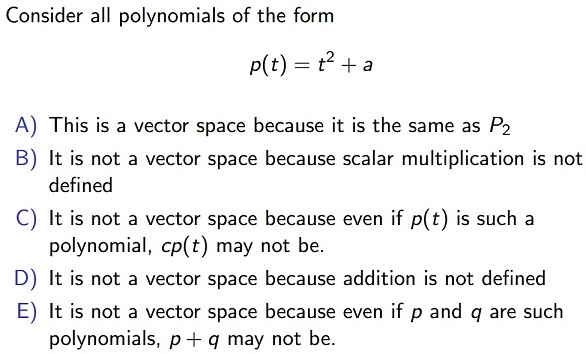 Solved Consider all polynomials of the form p(t) = t2 + a | Chegg.com