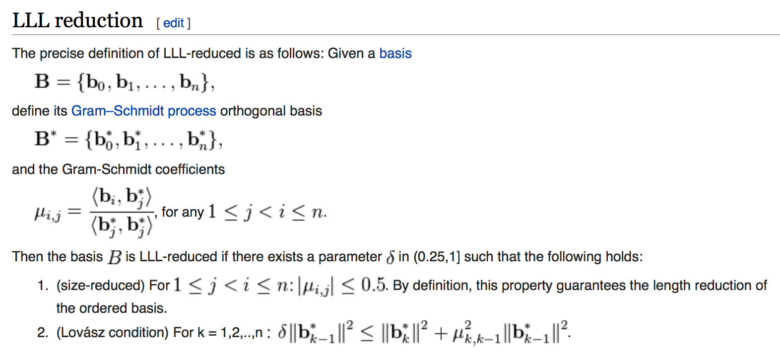 Solved Do The Lll Algorithm On 1 5 0 2 5 0 8 