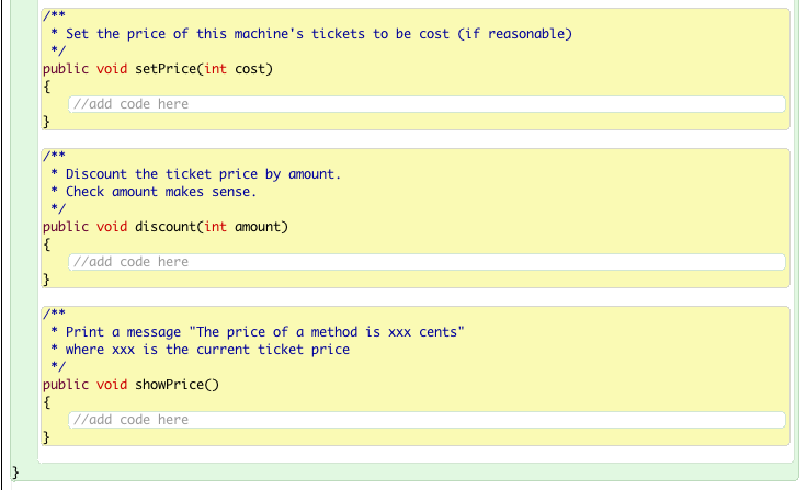 Solved Add code for a new method, setPrice, with the | Chegg.com