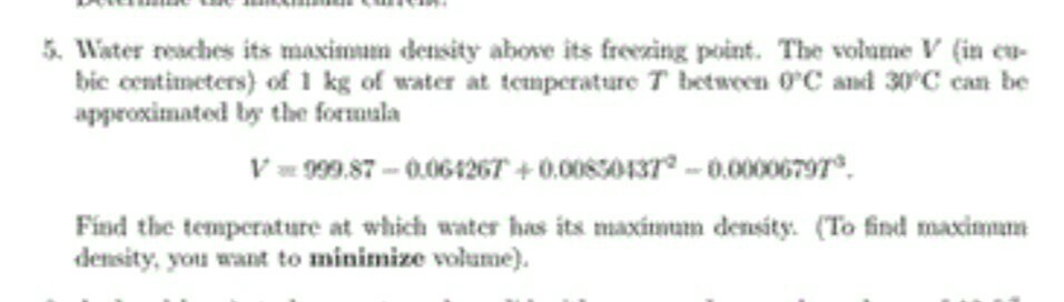 Solved Water reaches its maximum density above its freezing | Chegg.com
