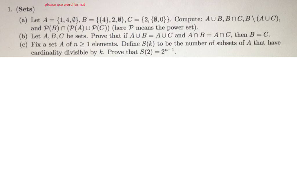 Solved Let A = {1, 4, 0}, B = {{4}, 2, 0}, C = {2, {0, 0}}. | Chegg.com