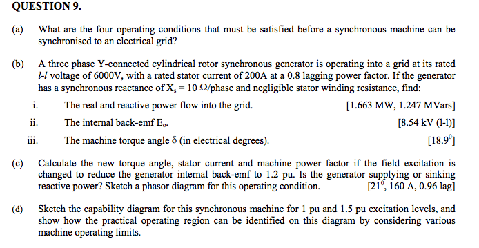Solved What are the four operating conditions that must be | Chegg.com