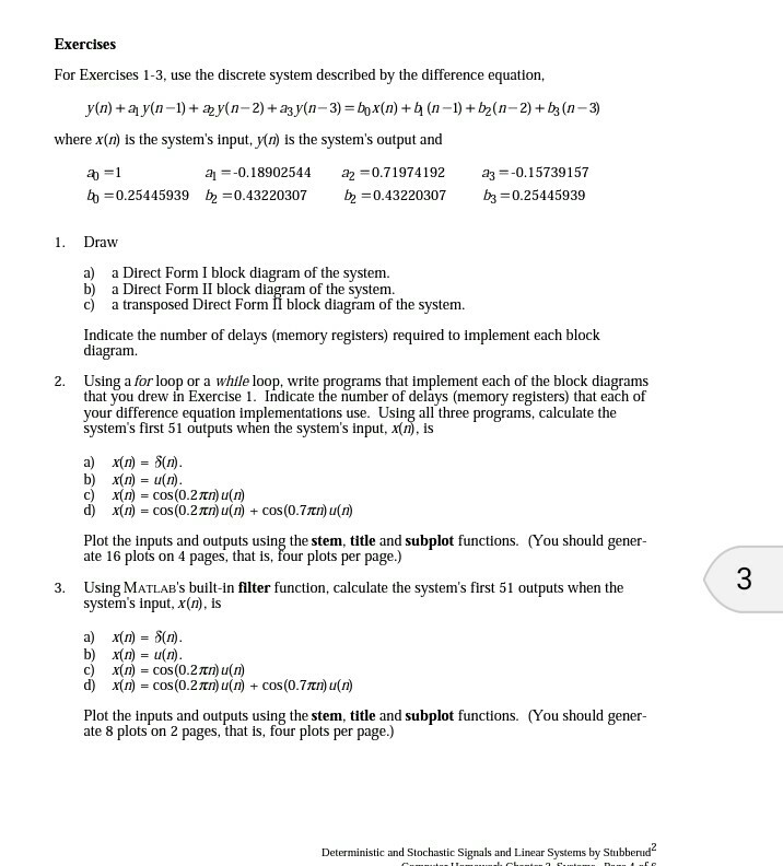 Solved Exercises For Exercises 1-3, use the discrete system | Chegg.com