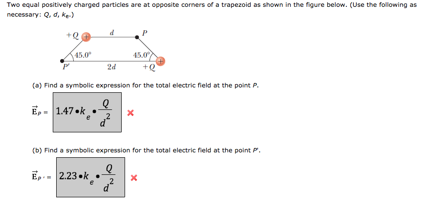 Solved Two equal positively charged particles are at | Chegg.com