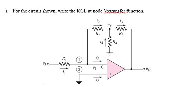 Solved For the circuit shown, write the KCL at node | Chegg.com