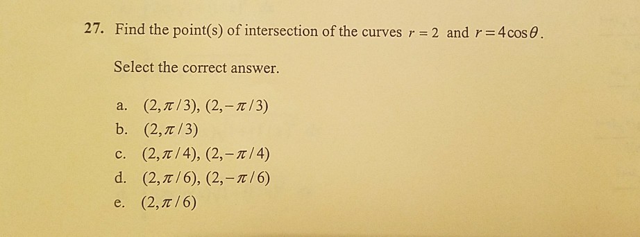 Solved 27. Find the point(s) of intersection of the curves r | Chegg.com