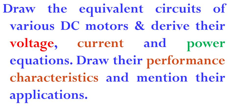 Solved Draw the equivalent circuits of various DC motors & | Chegg.com