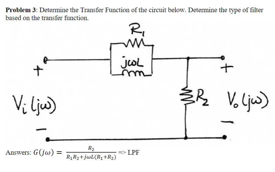 Solved Problem 3: Determine the Transfer Function of the | Chegg.com