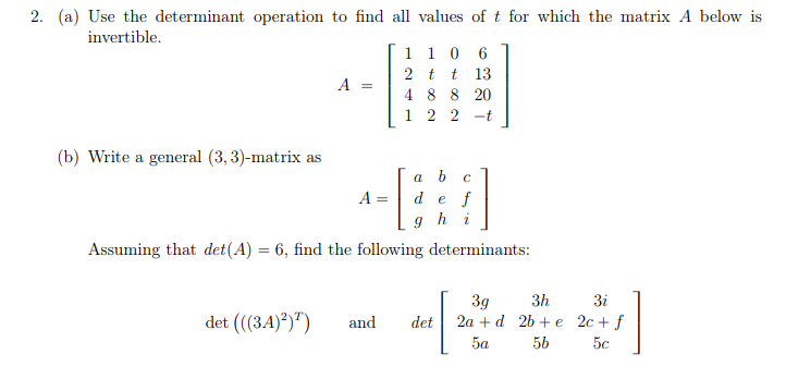 Solved 2. (a) Use the determinant operation to find all | Chegg.com
