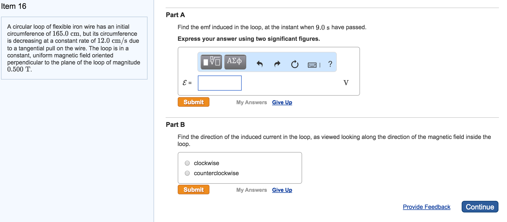 Solved A circular loop of flexible iron wire has an initial | Chegg.com
